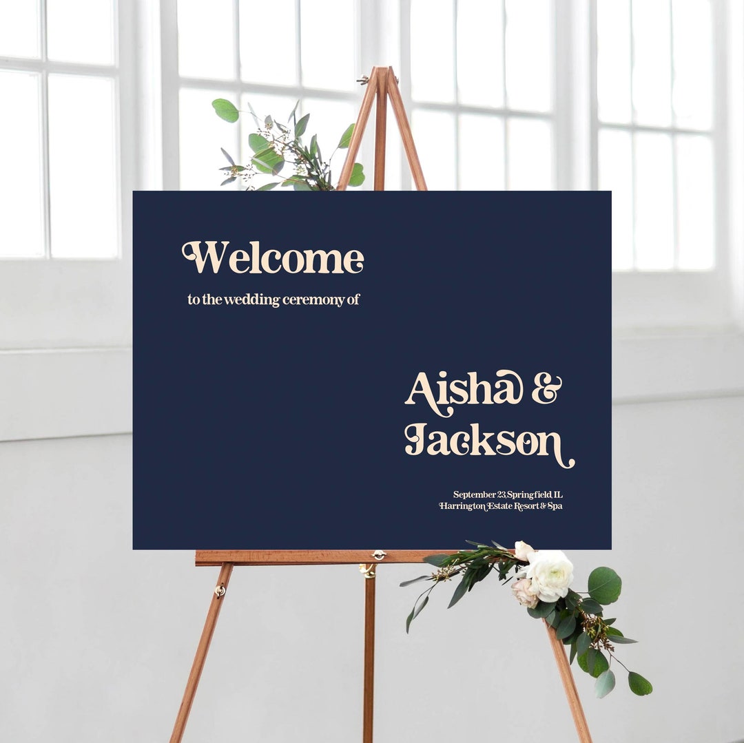 Retro Welcome Wedding Sign, Instant Download, Vintage Landscape Welcome ...