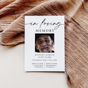 Funeral Announcement Template Editable Funeral Invitation Funeral Evite ...