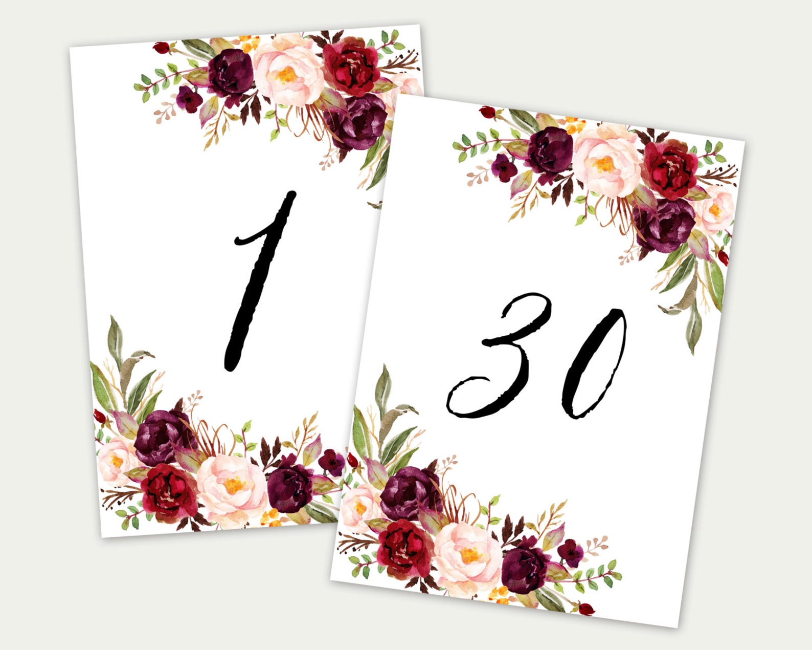 Table Numbers Printable Wedding Table Numbers Table Number | Etsy