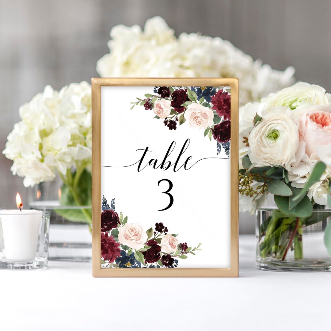 Table Number Template, Instant Download, Fully Editable Wedding Table ...