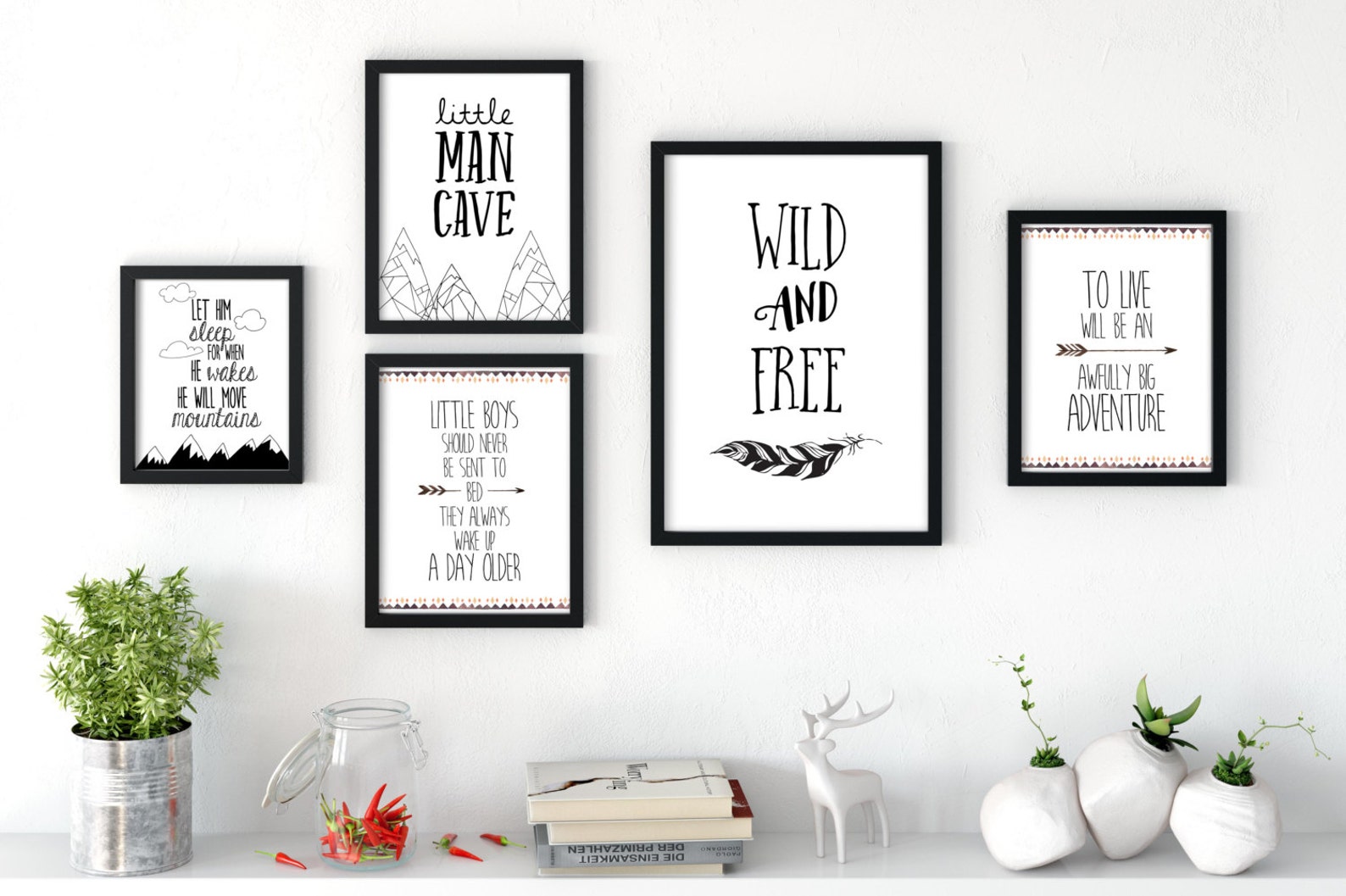 Little Man Cave Print Black and White Nursery Art Boys - Etsy