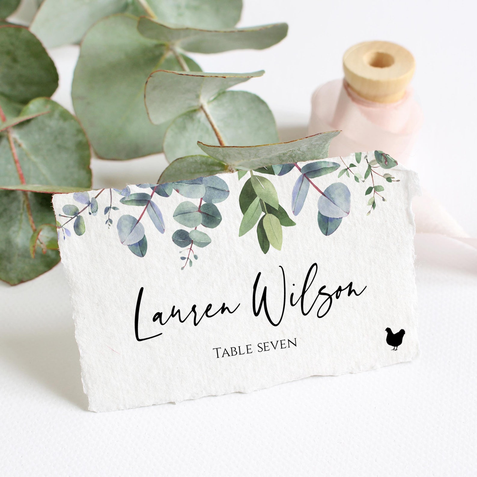 Eucalyptus Place Card Template With Meal Icons Editable - Etsy