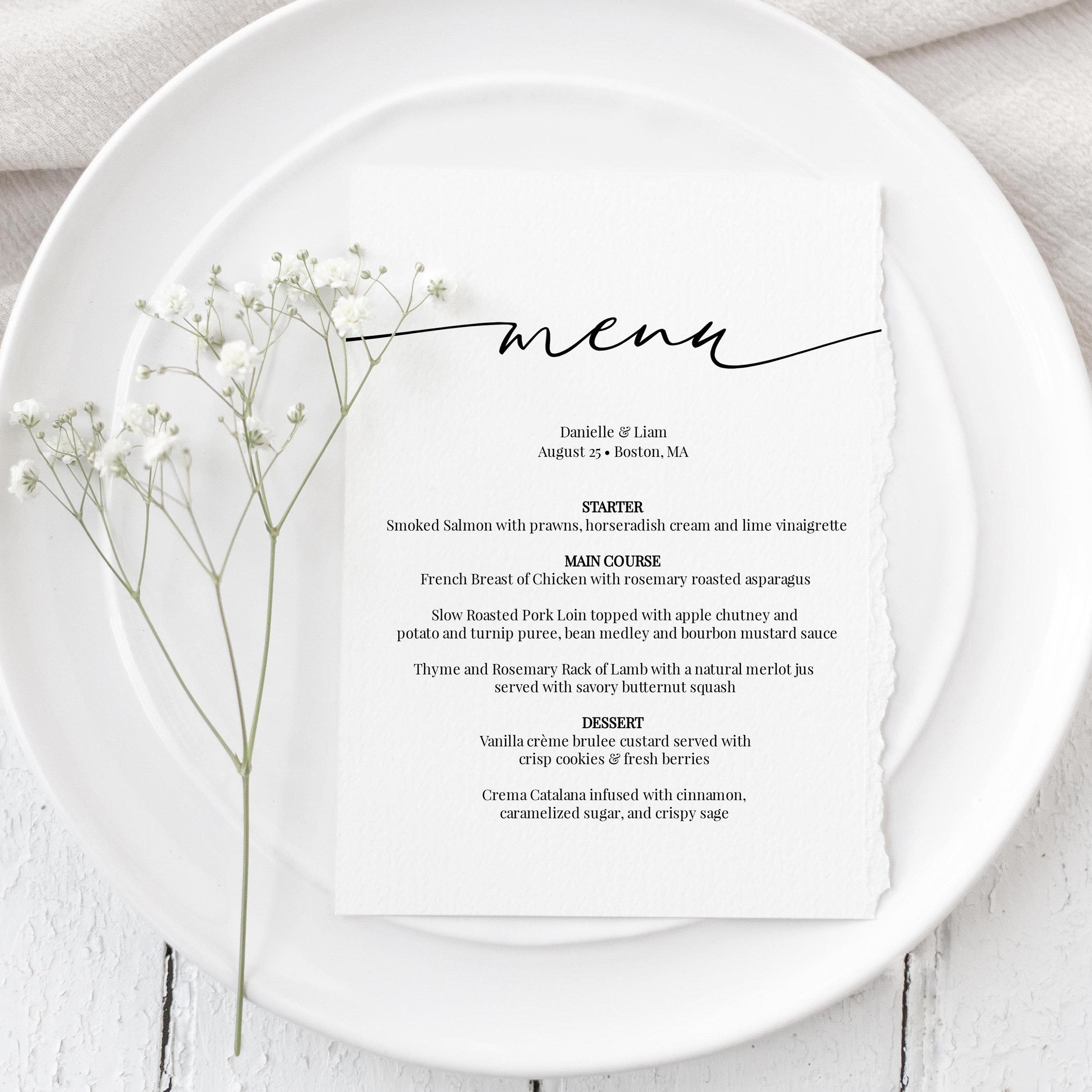 Minimalist Menu Template Editable Wedding Menu Cards Modern - Etsy