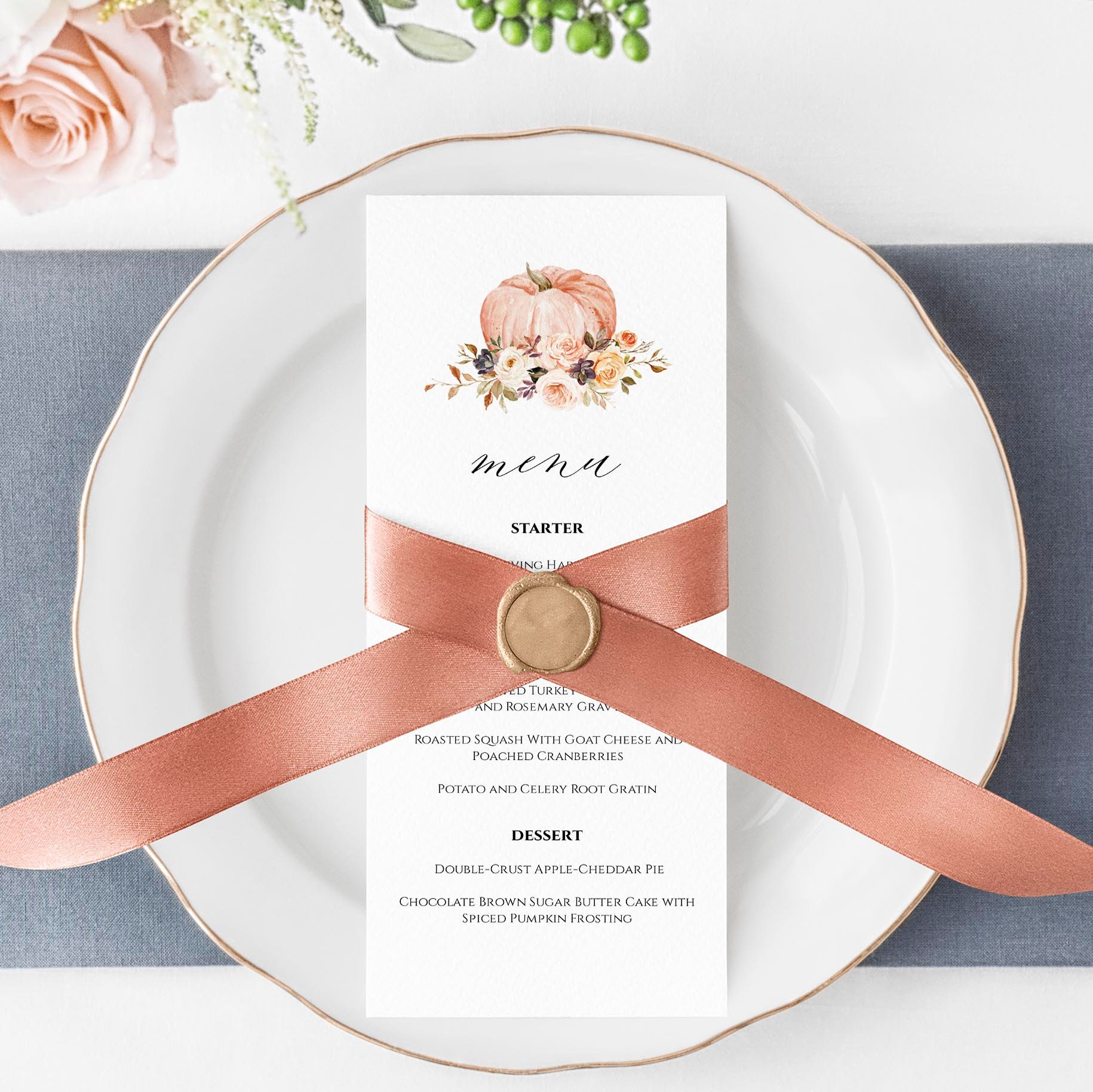 Pumpkin Menu Template Download Printable Fall Menu Cards - Etsy