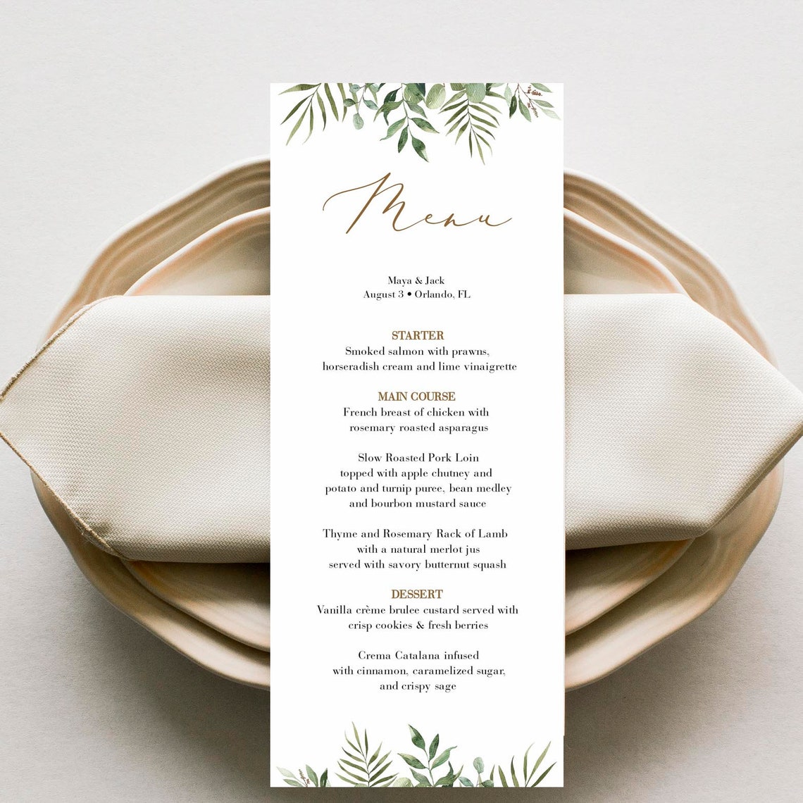 Greenery Menu Template Instant Download Editable Wedding | Etsy