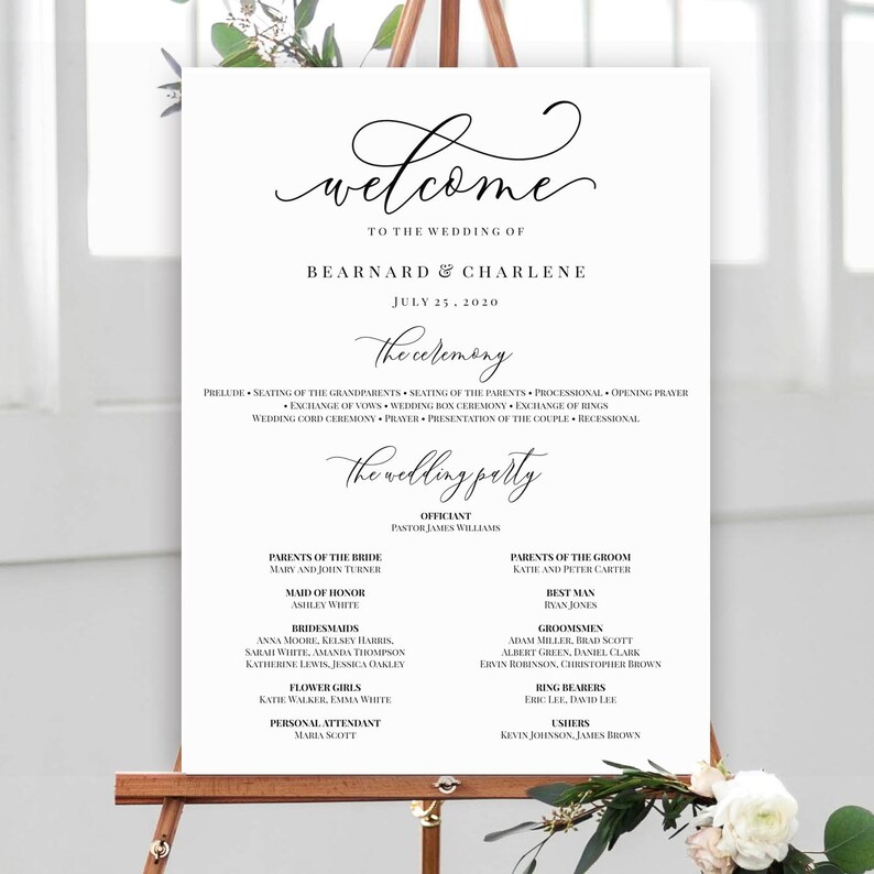 Editable Wedding Program Poster Large Wedding Program | Etsy