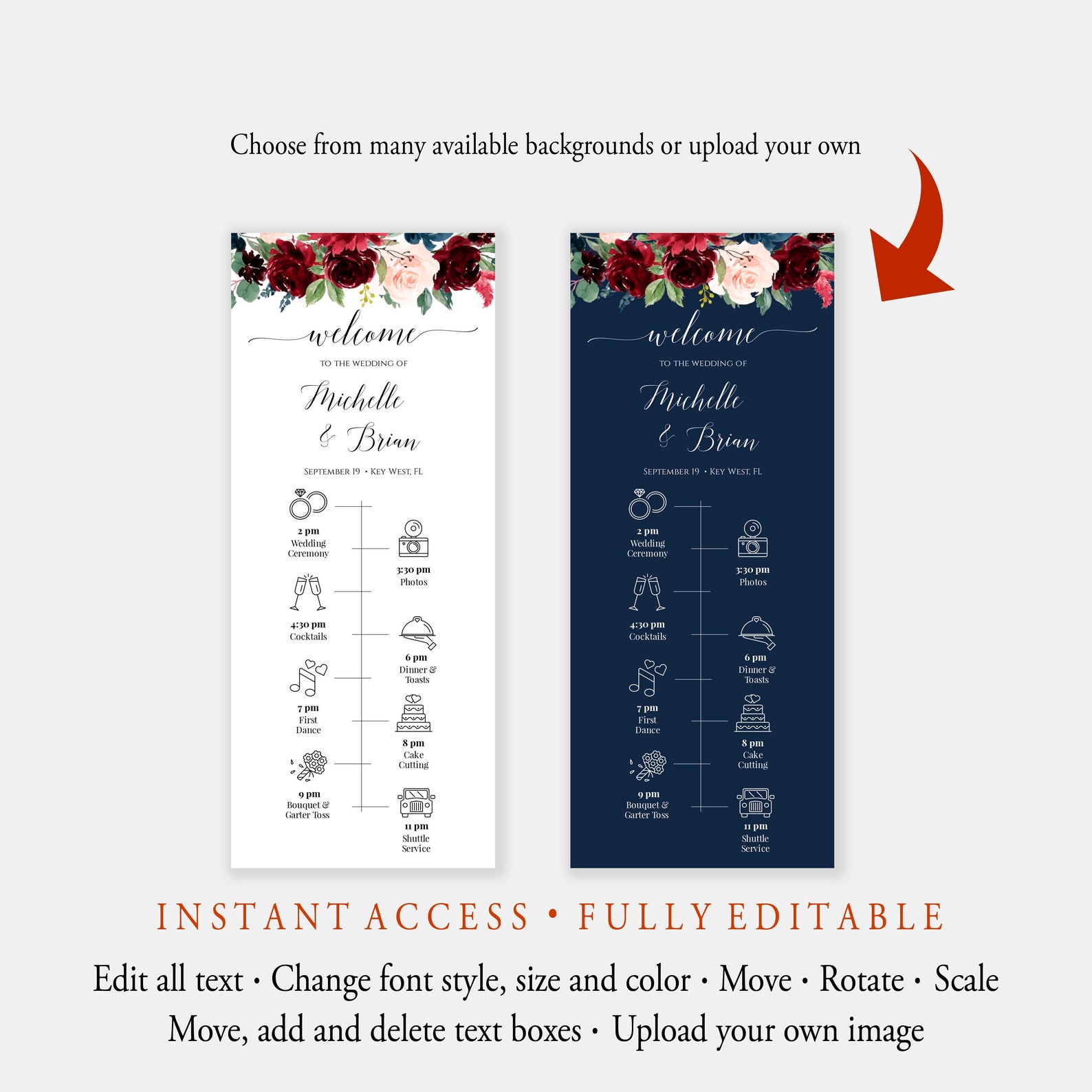 Editable Wedding Program With Icons Timeline Template - Etsy