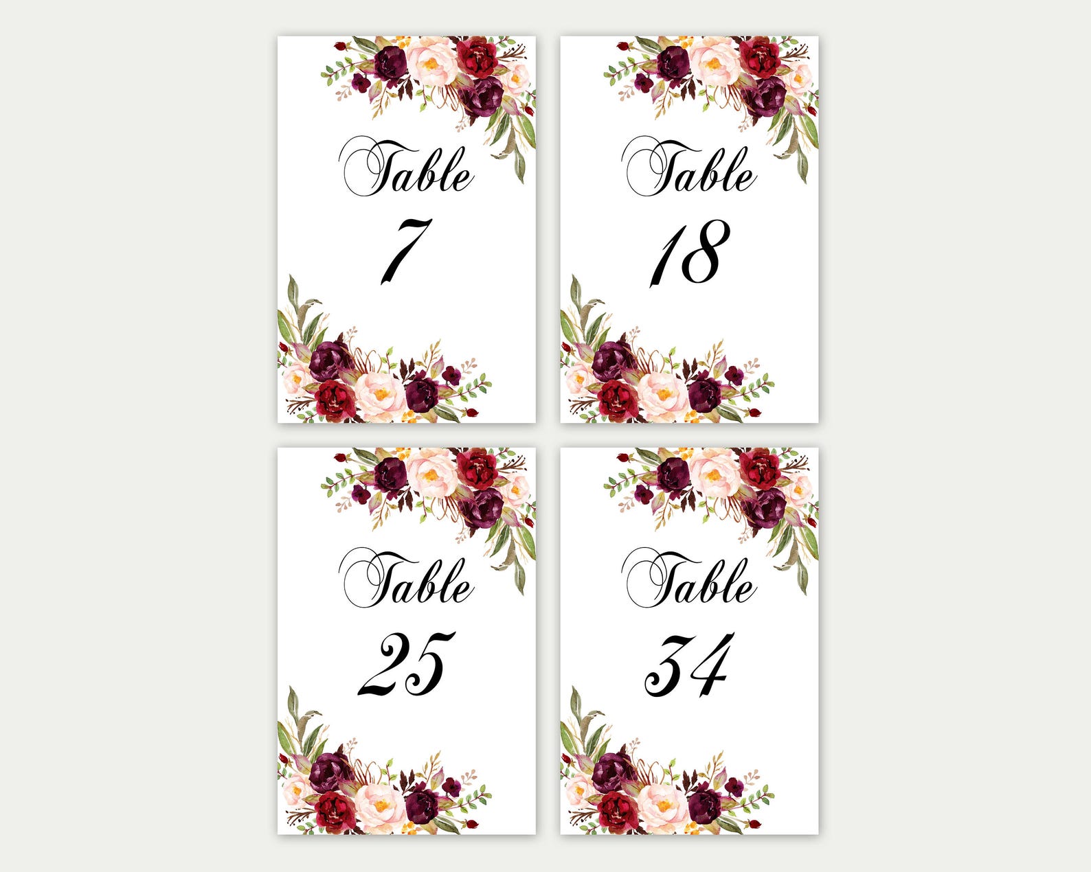 Table Numbers 1-40 Wedding Table Numbers Table Number Cards - Etsy