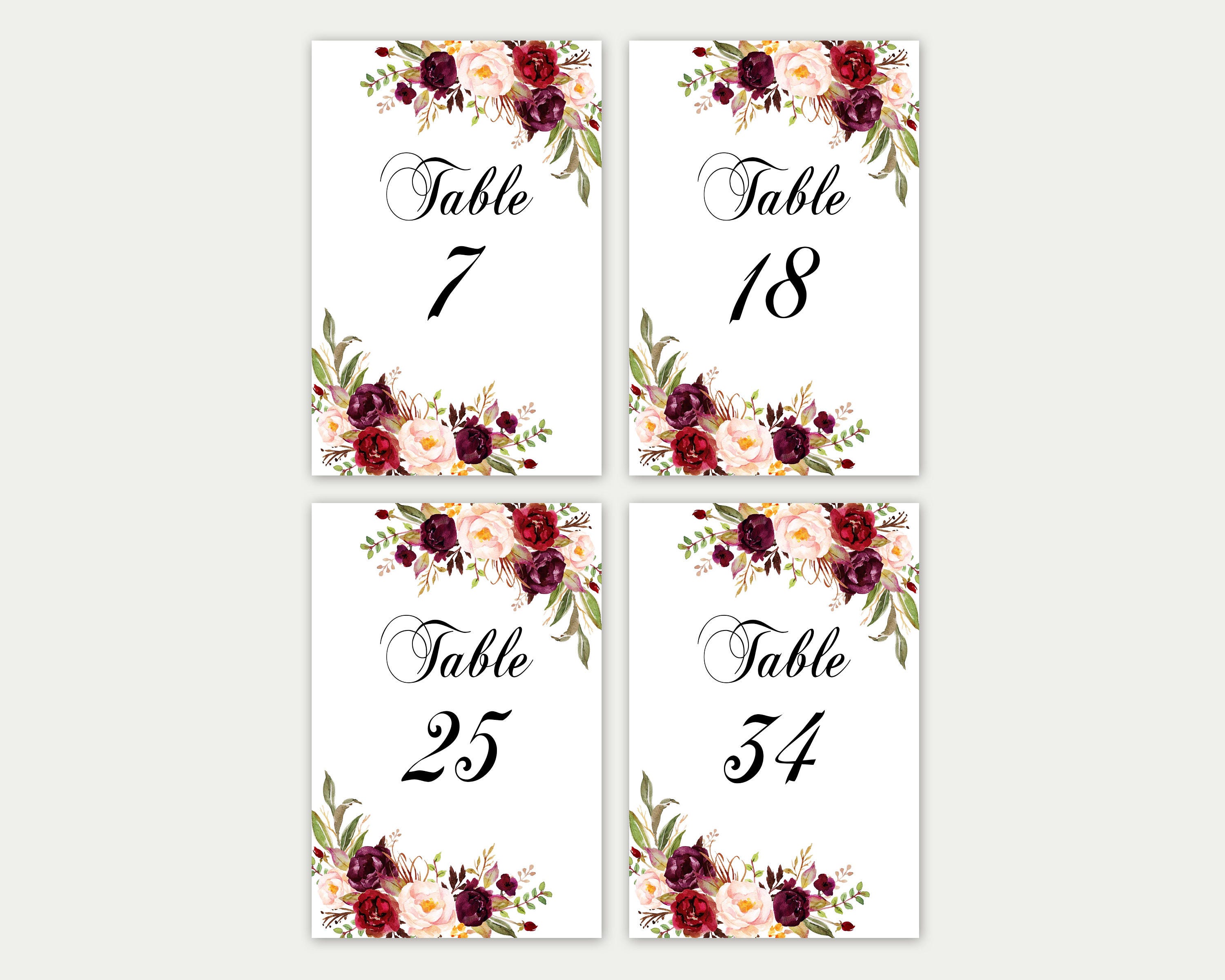 Table Numbers 1-40 Wedding Table Numbers Table Number Cards - Etsy