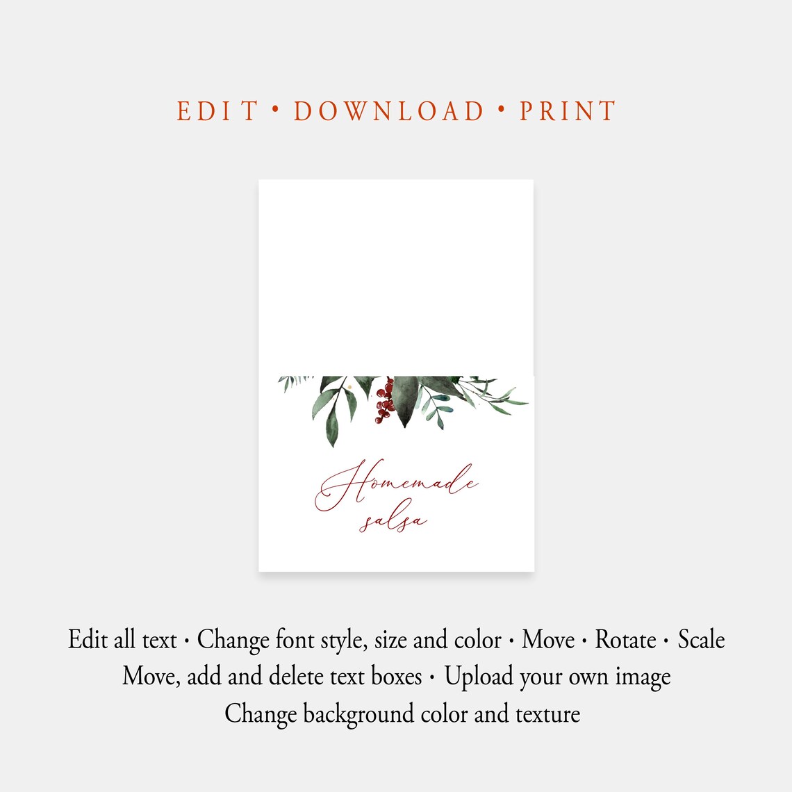 Editable Buffet Card Template, Printable Food Label, Christmas Buffet ...