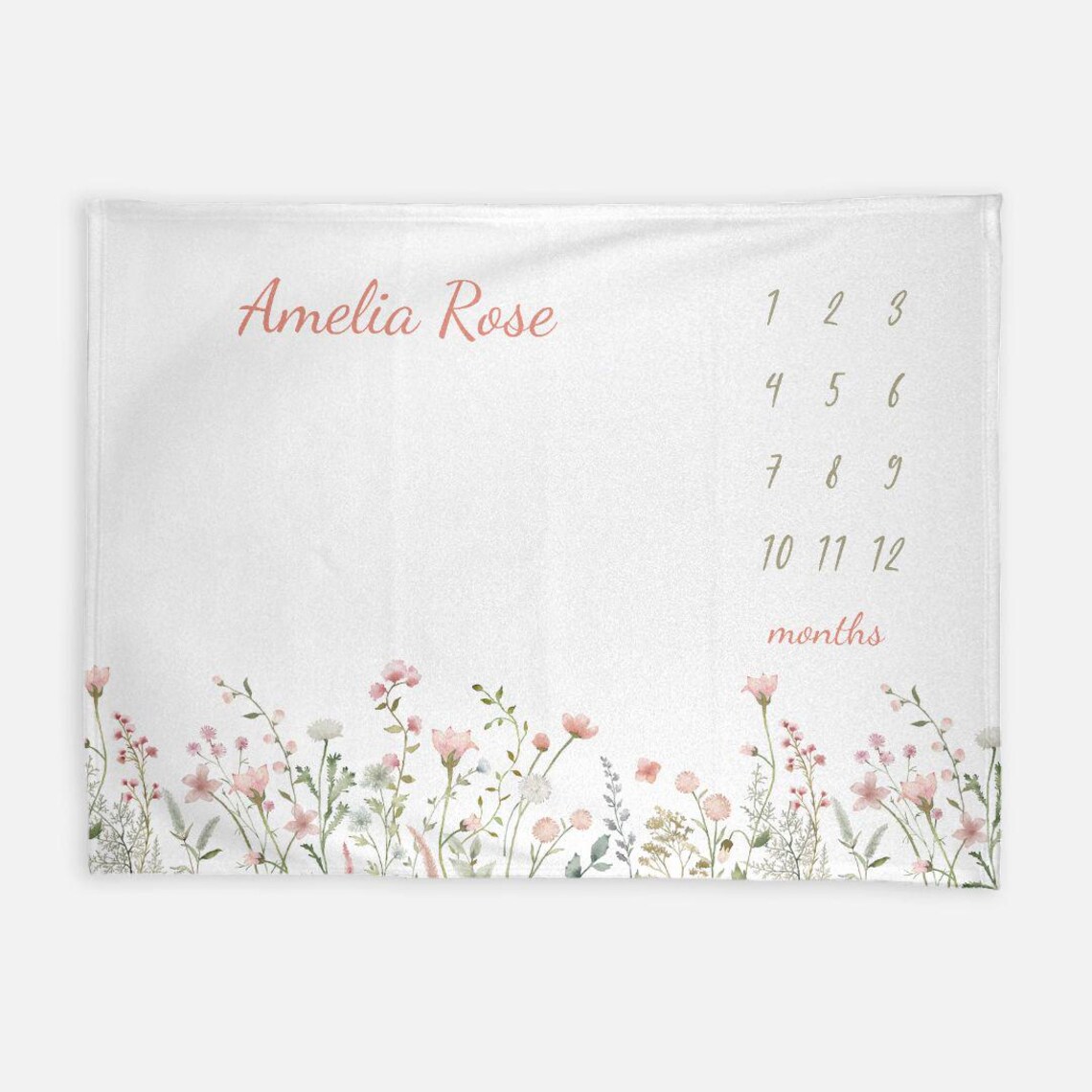 Personalized Wildflower Milestone Blanket Girl Monthly Growth Tracker ...