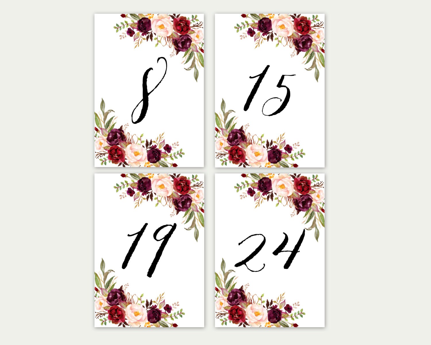 Table Numbers Printable Wedding Table Numbers Table Number | Etsy