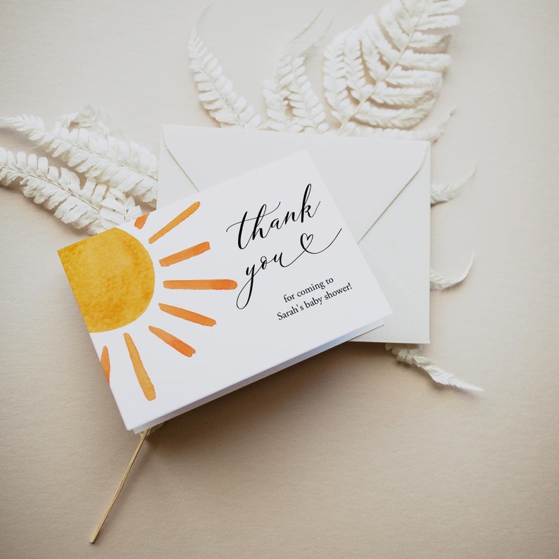 Sun Thank You Card Template Editable Thank You Note First - Etsy
