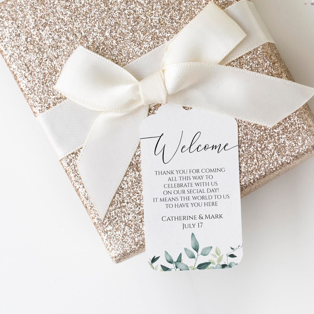 Editable Wedding Welcome Tag, Printable Welcome Tag, Eucalyptus Wedding ...