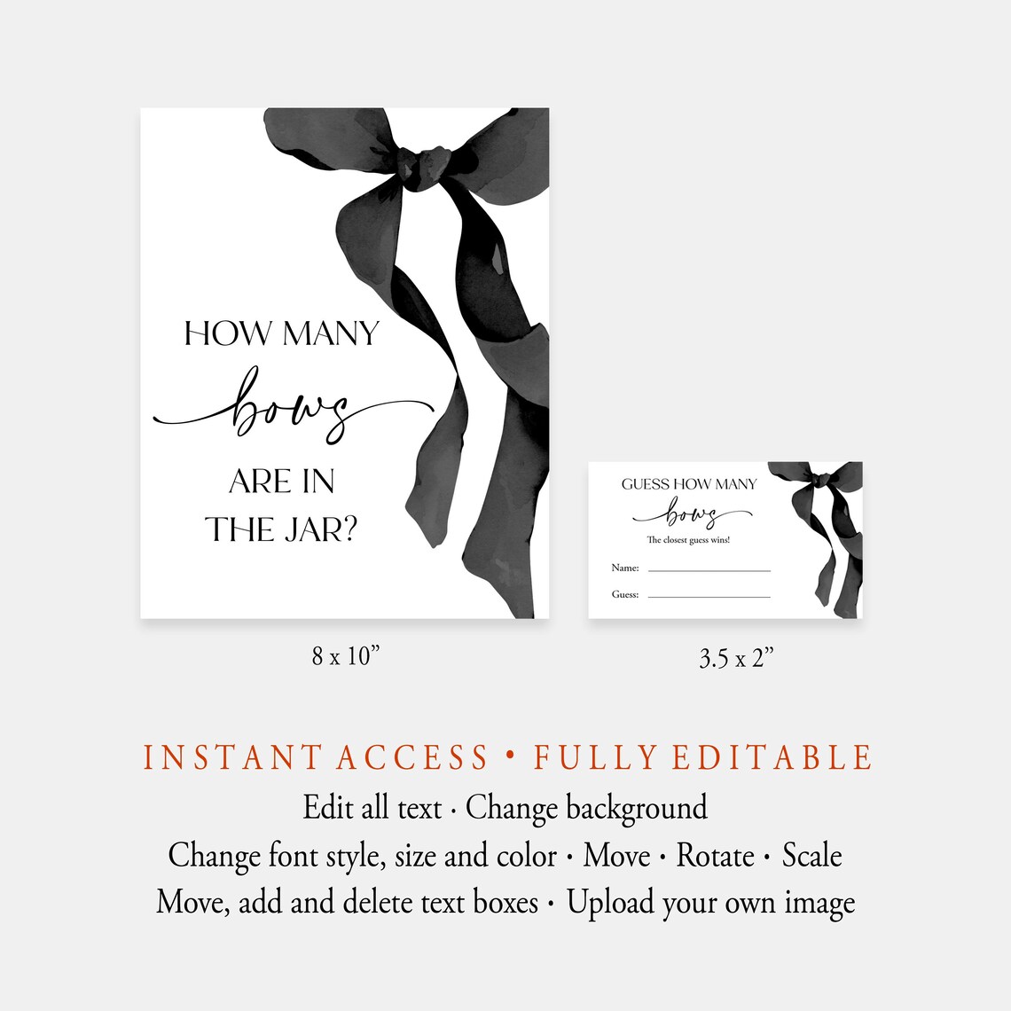 Bow Guess How Many Bows Black Ribbon Bow Guessing Game Bridal Shower ...