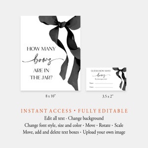 Bow Guess How Many Bows Black Ribbon Bow Guessing Game Bridal Shower ...