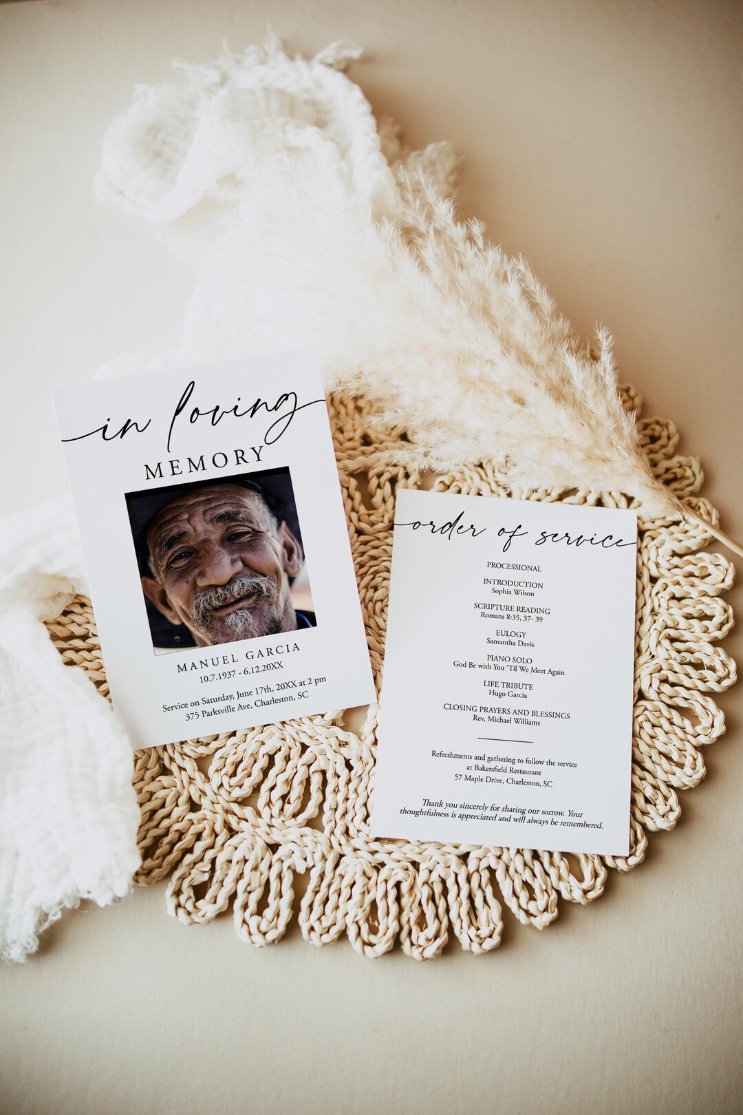 Funeral Program Template Celebration of Life Program Editable Memorial ...