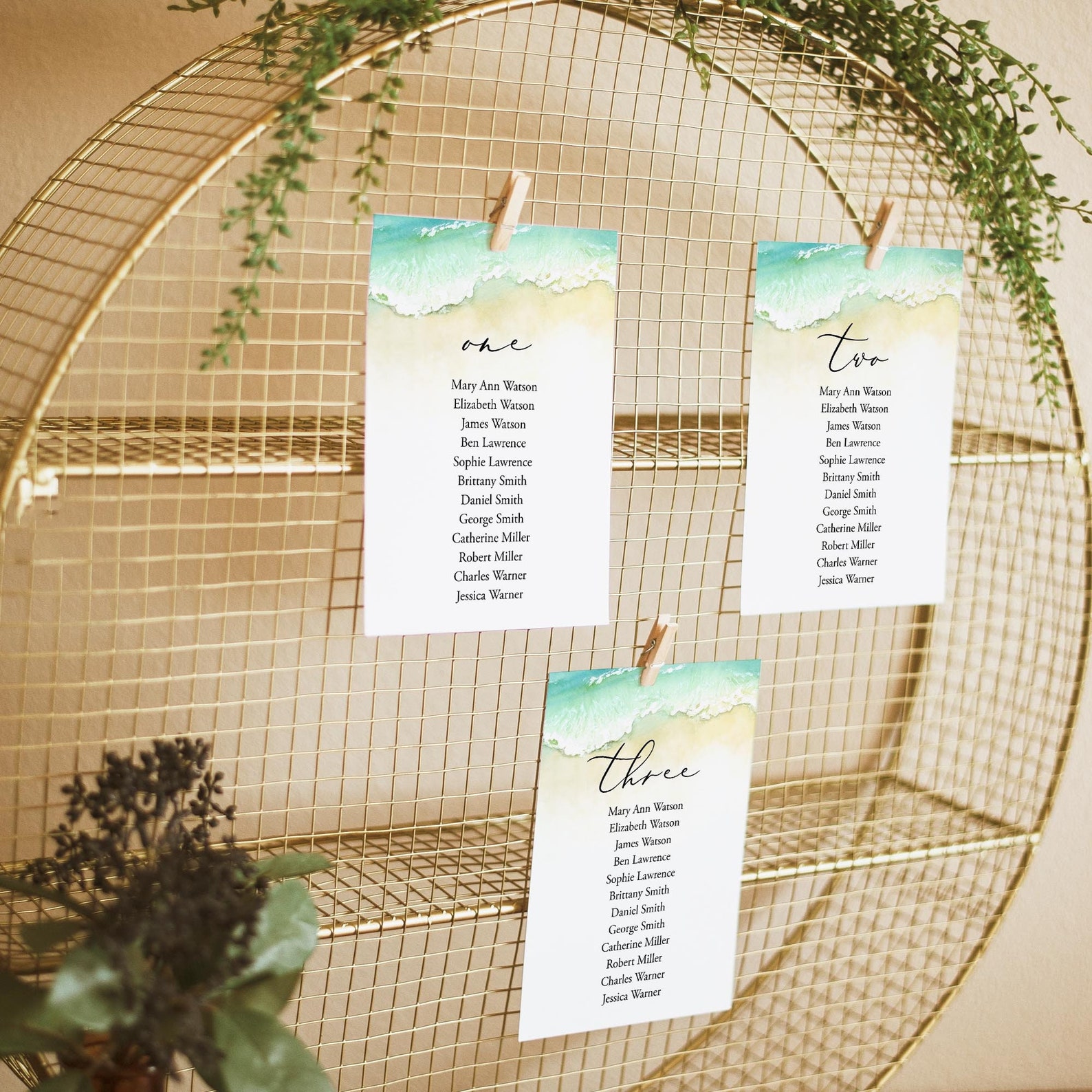 Ocean Wedding Seating Chart Template, Editable Beach Seating Cards ...