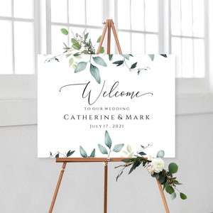 Eucalyptus Welcome Sign Template, Instant Download, Editable Greenery ...