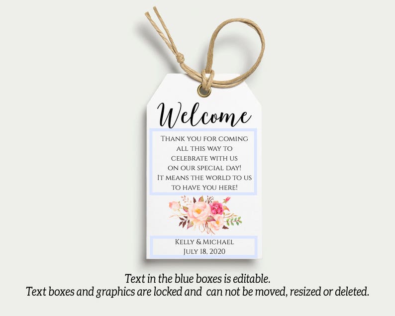 Wedding Welcome Tag Printable Welcome Tag Welcome Tag - Etsy