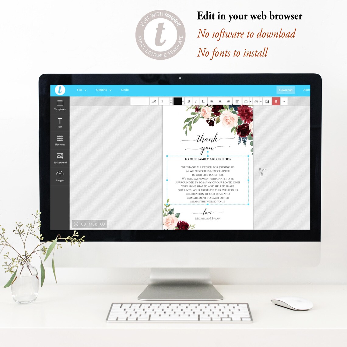 Editable Thank You Card Thank You Note Printable Thank You - Etsy