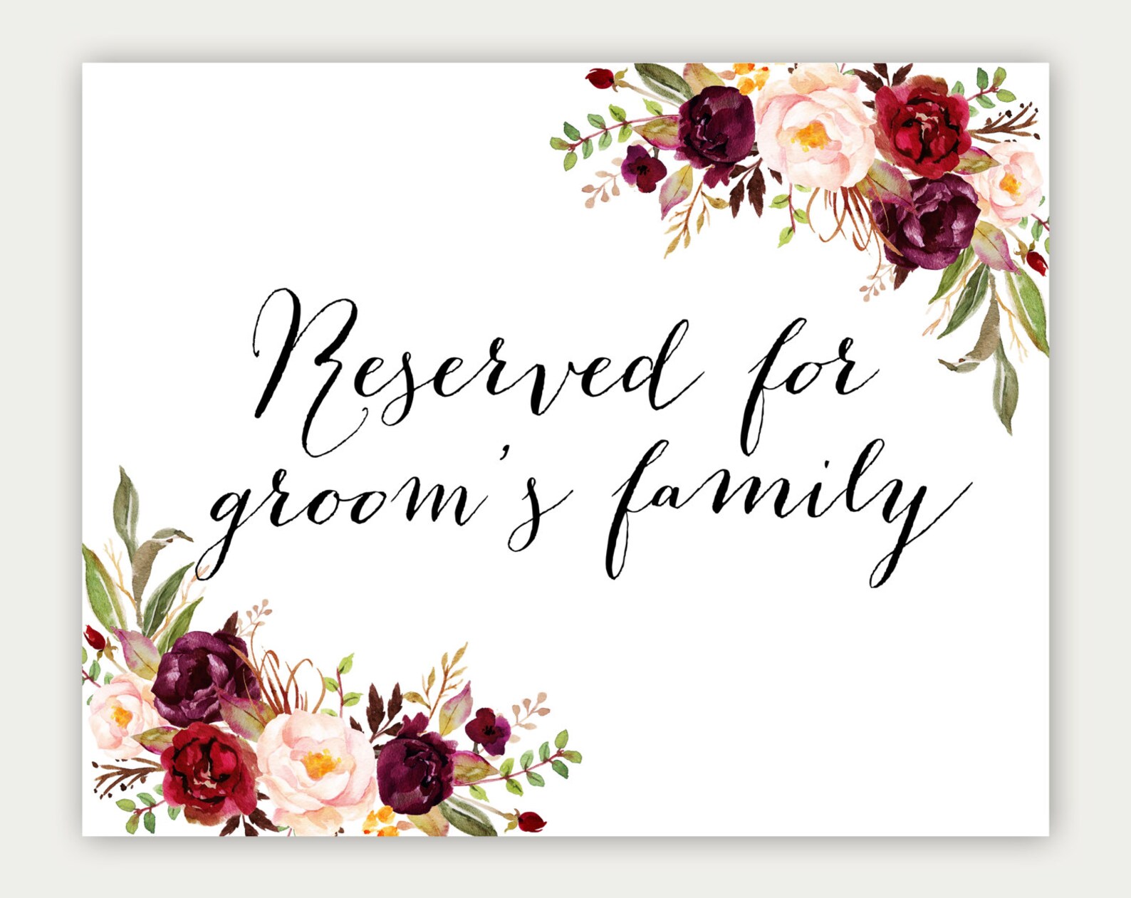 Reserved for Groom's Family Reserved Sign Reserved Table - Etsy
