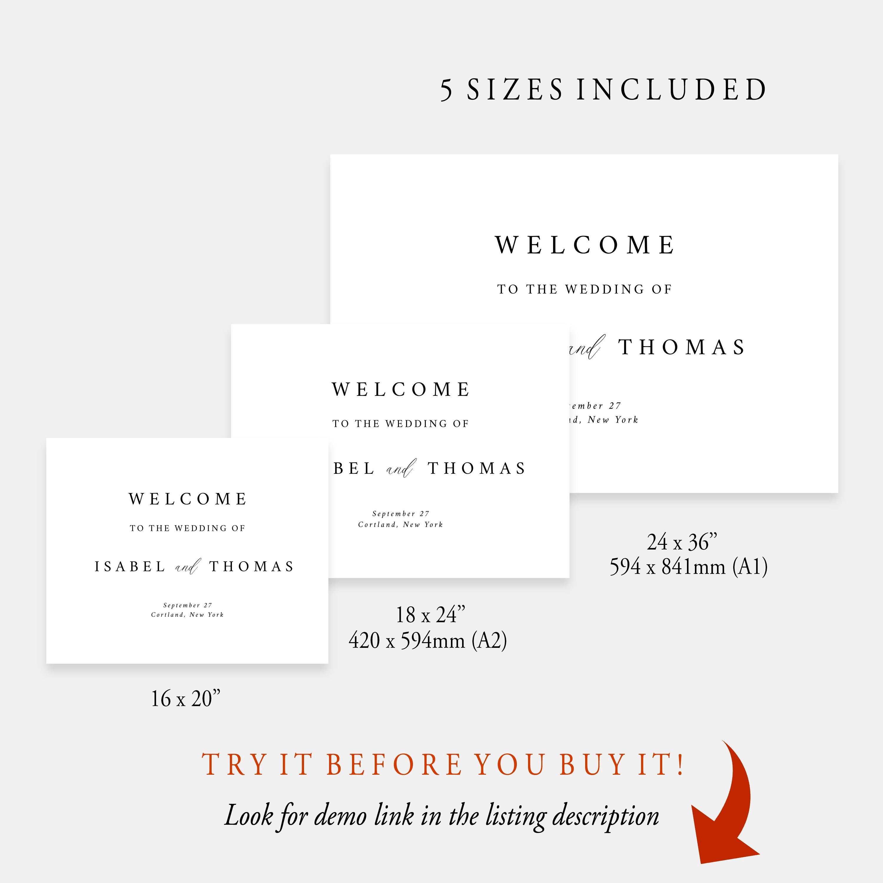 Welcome Wedding Sign Template Formal Welcome to Our Wedding - Etsy