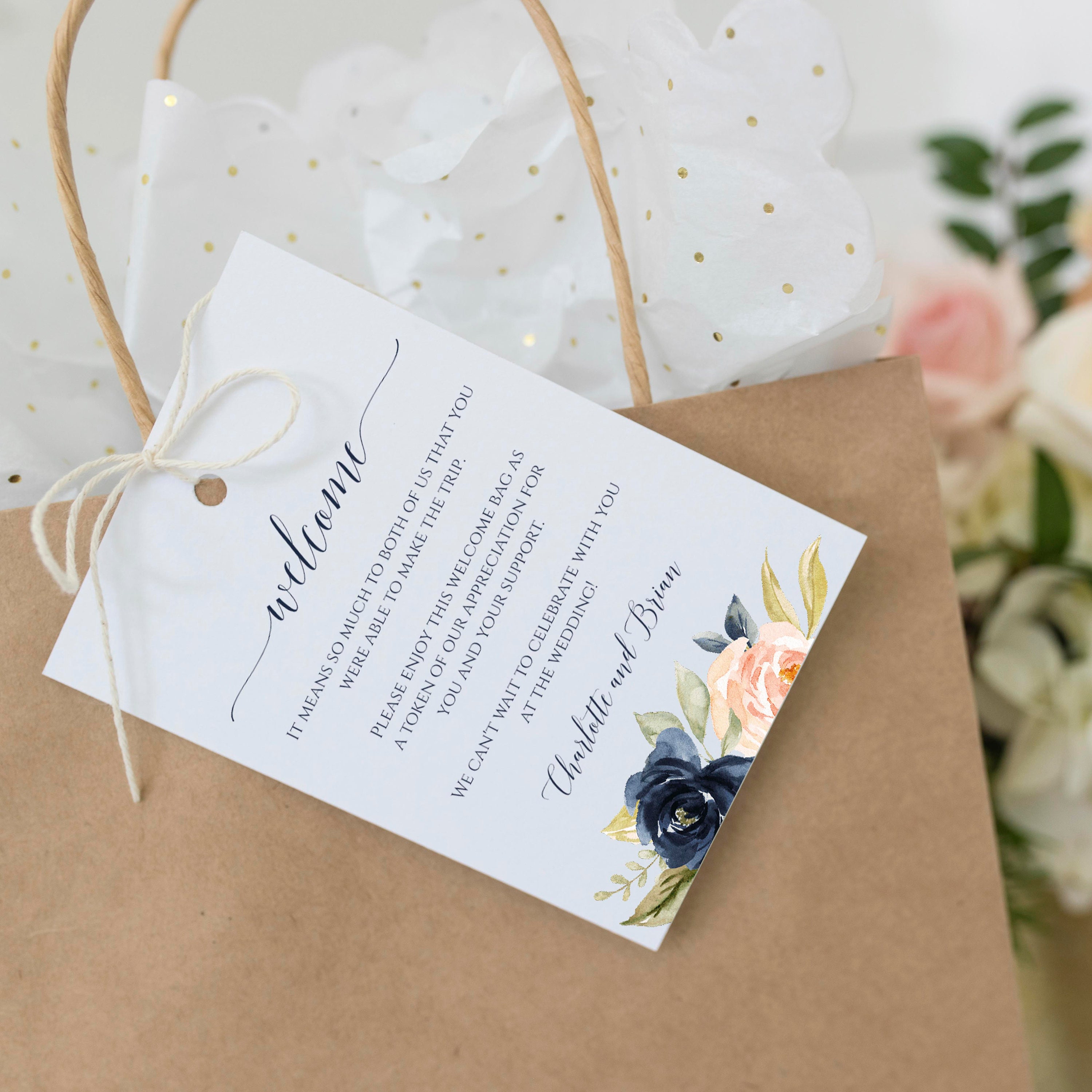 Wedding welcome bag tag template | Honestweddingadvice.com