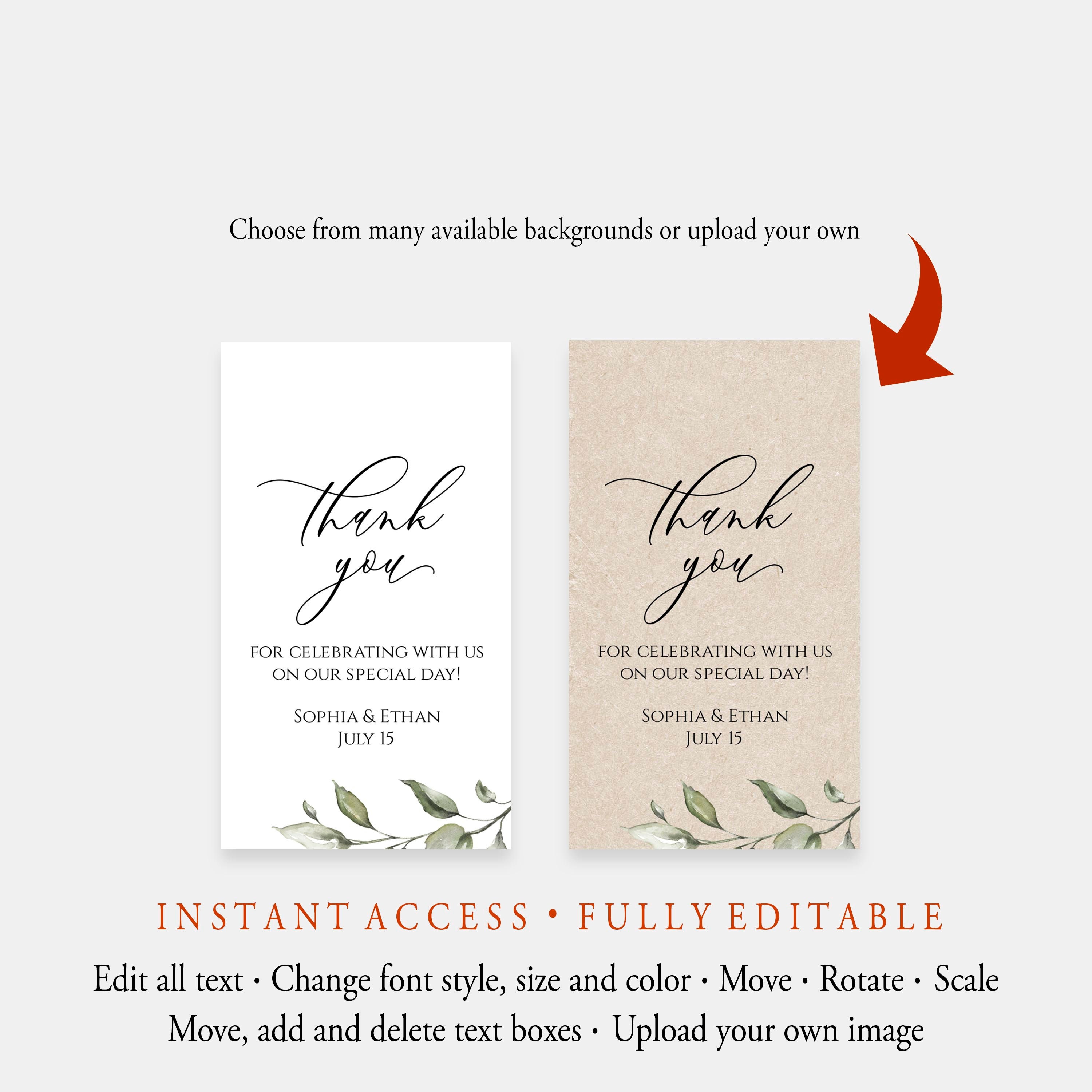 Greenery Thank You Tag Template Instant Download 100% | Etsy