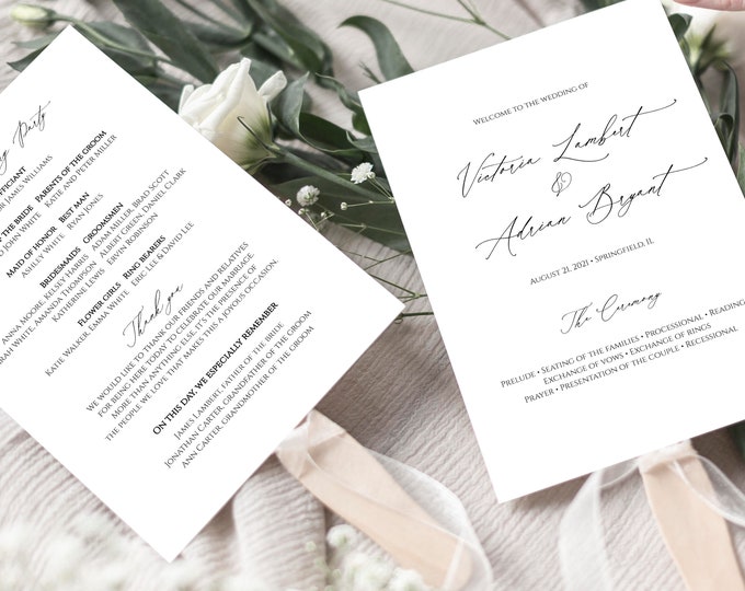 Classic Fan Program Template Printable Ceremony Template - Etsy
