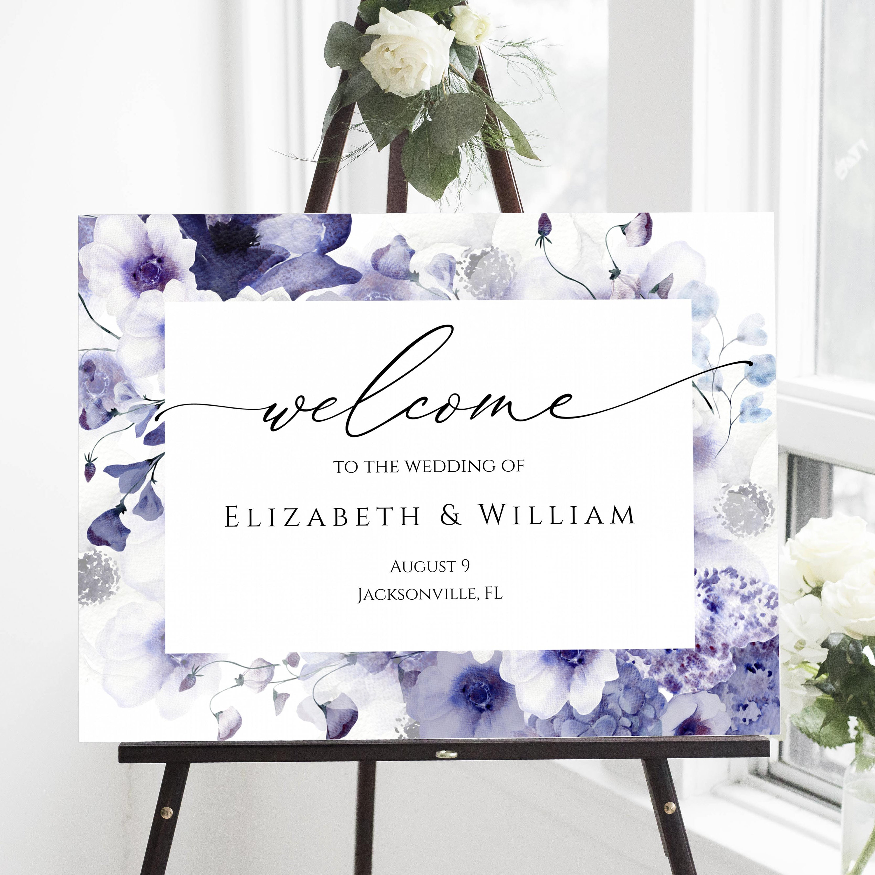 Purple Welcome Sign Template Wedding Welcome Sign Download | Etsy