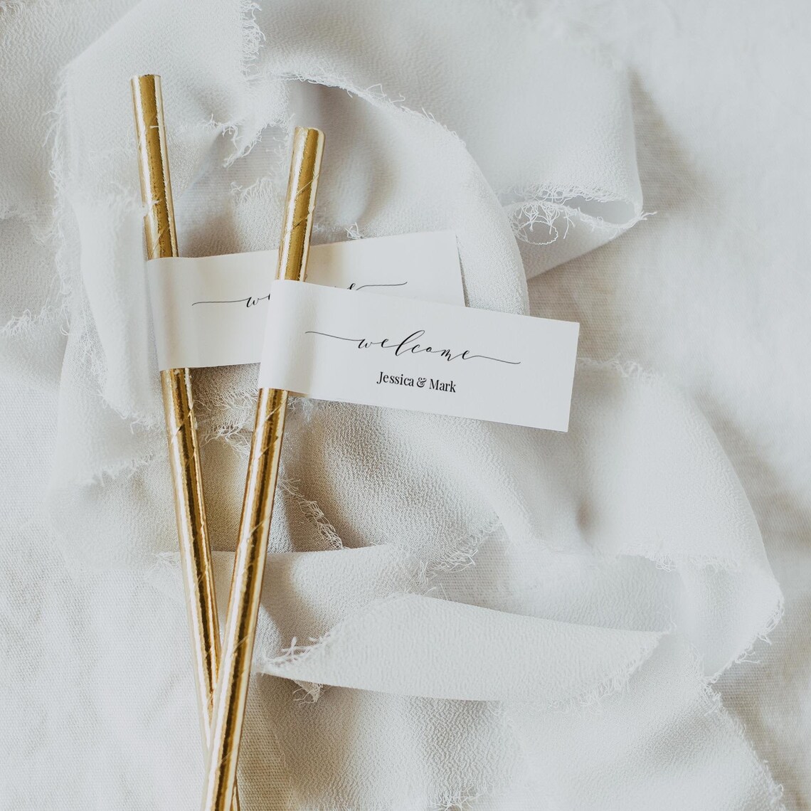 Straw Tag Template Editable Wedding Favor Straw Flag | Etsy