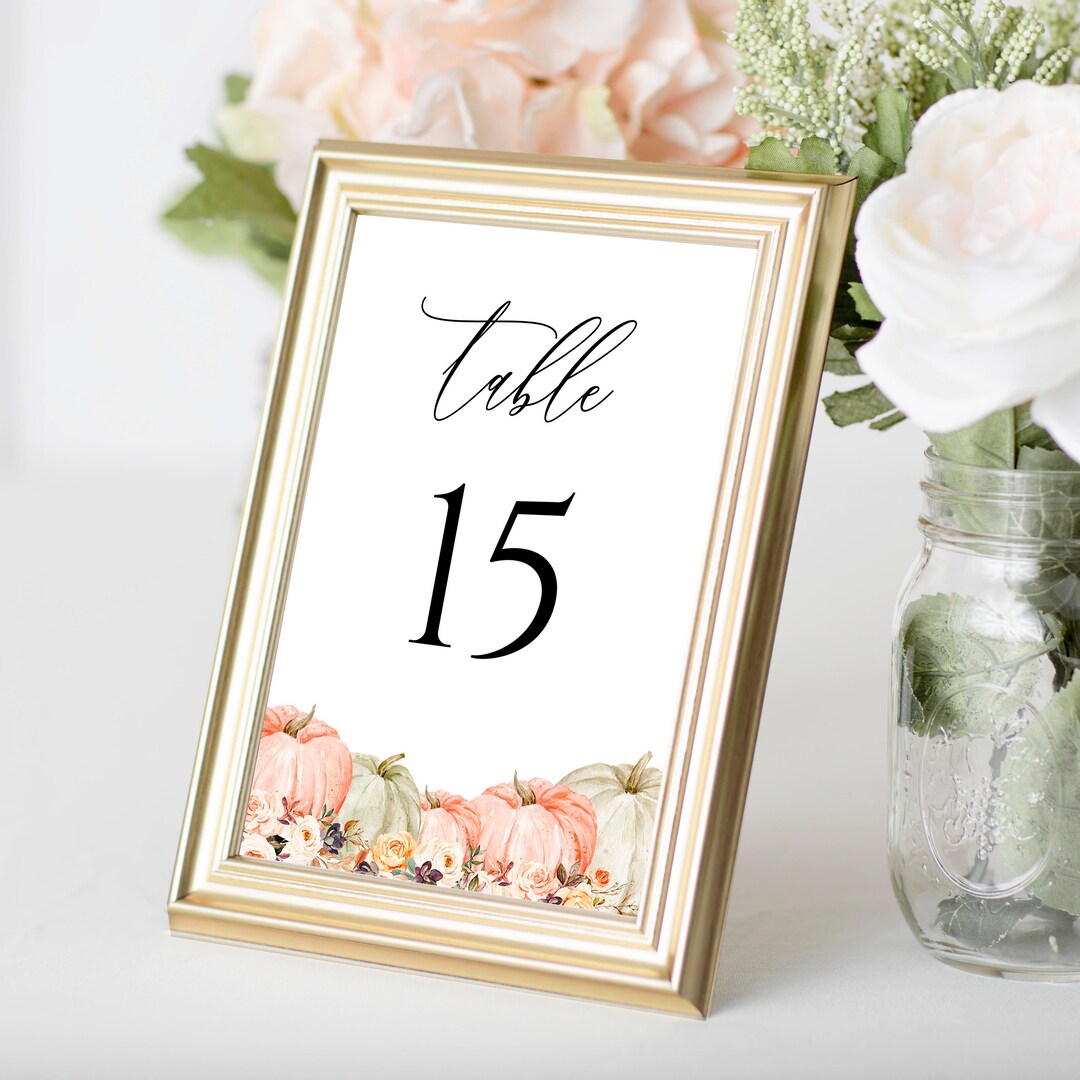 Pumpkin Table Number Template, Instant Download, Fall Table Numbers ...