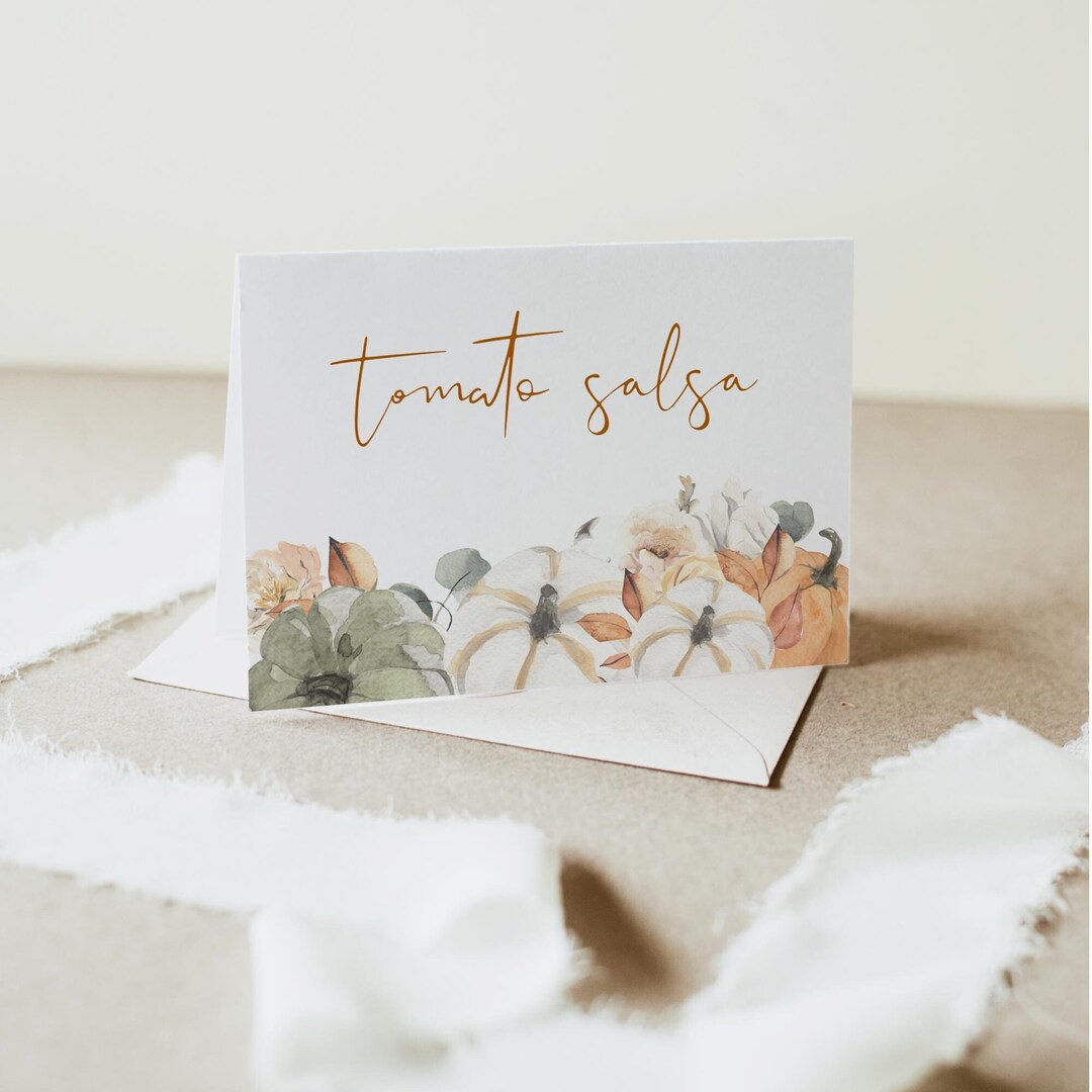 Buffet Card Template Fall Food Label Pumpkin Baby Shower Buffet Card ...