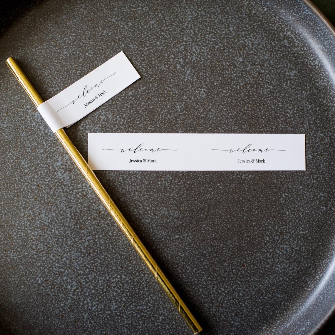 Straw Tag Template Editable Wedding Favor Straw Flag | Etsy