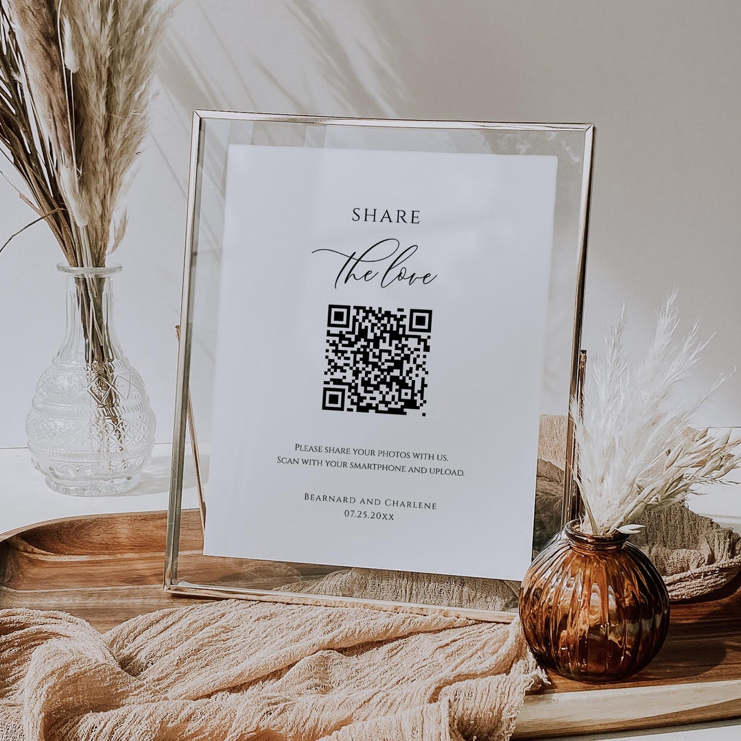 Modern Share the Love QR Code Sign Template, Guest Photo Sharing Sign ...