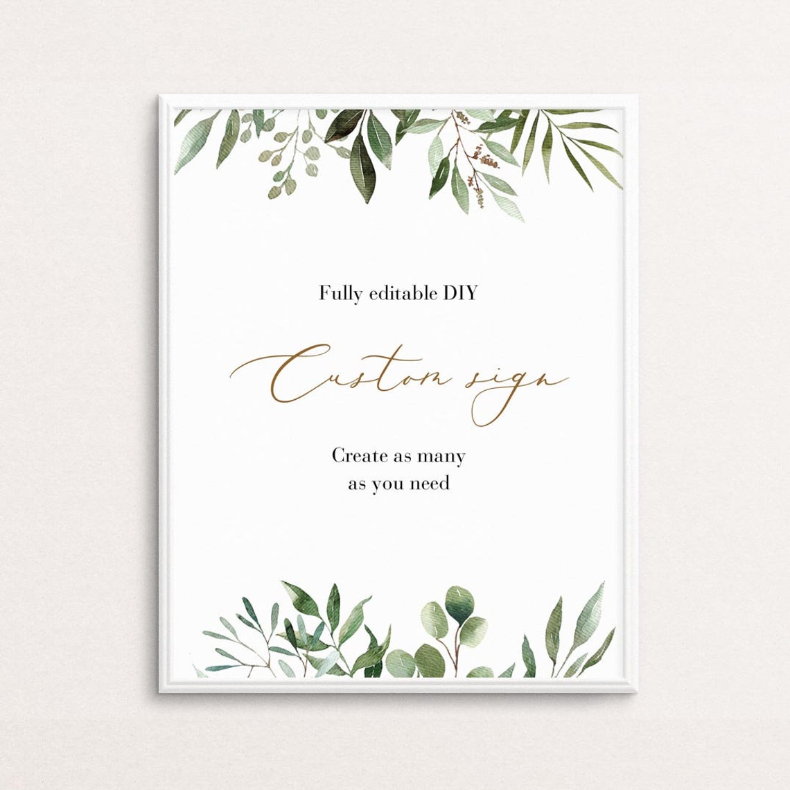 Custom Greenery Wedding Sign Template Instant Download - Etsy