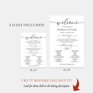 Modern Wedding Program Poster, Minimalist Wedding Program Board ...