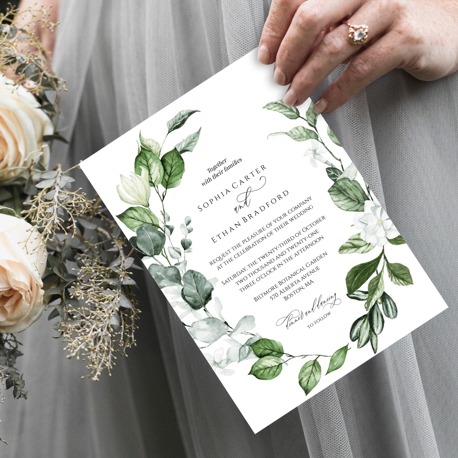 Greenery Wedding Invitation Suite Fully Editable Invitation - Etsy