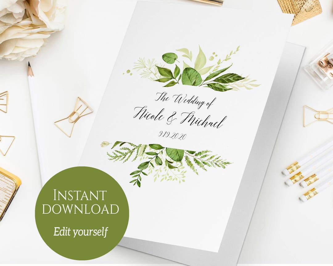Folded Wedding Program Template, Folded Ceremony Template, Christian ...