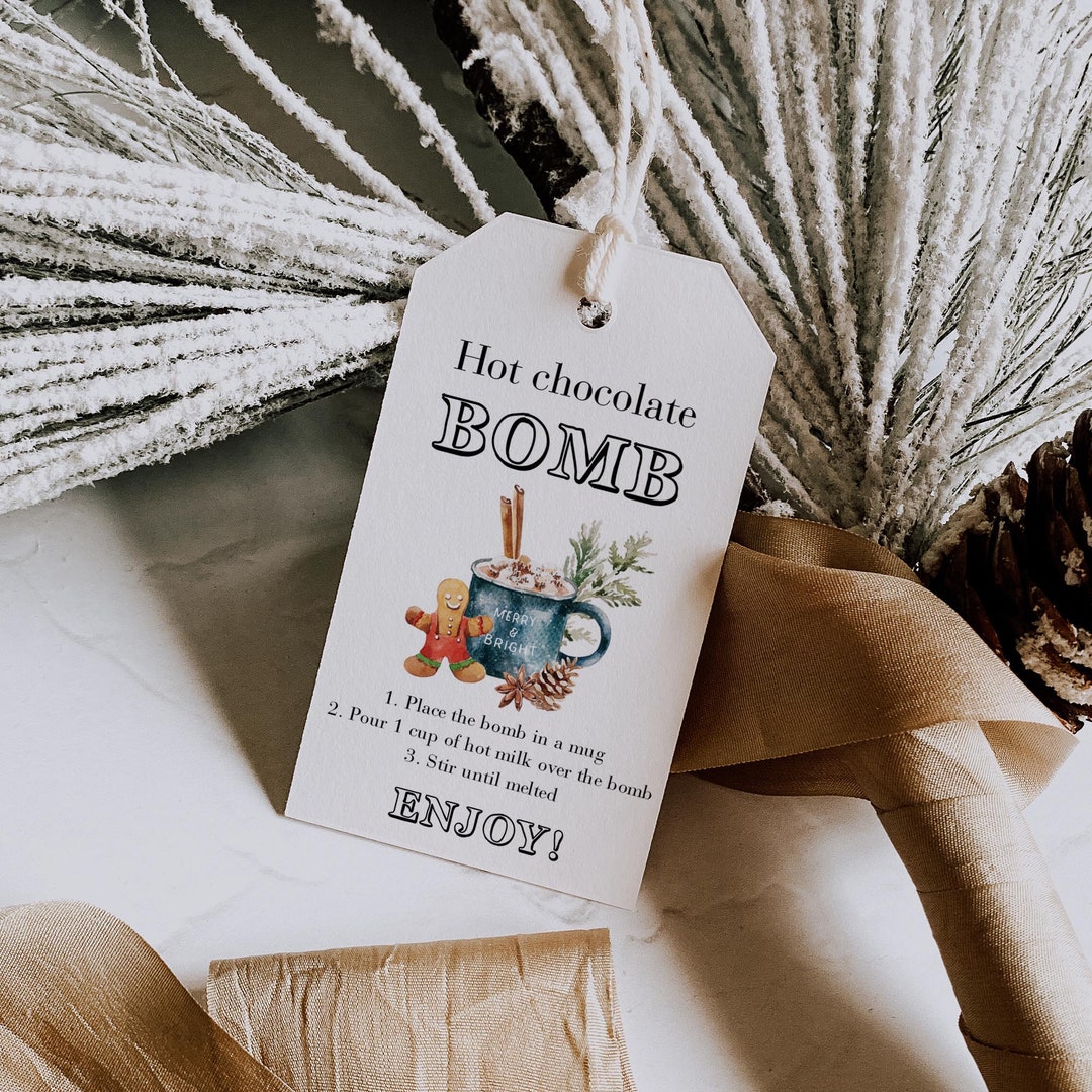 Hot Chocolate Bomb Tag Printable, Editable Hot Cocoa Bomb Tag Template ...