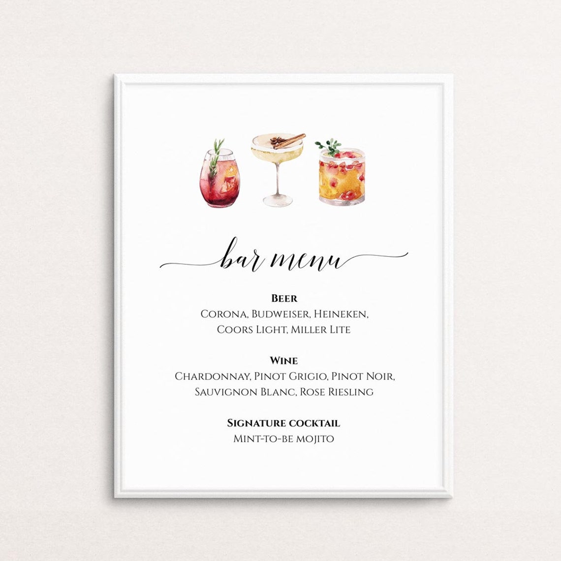 Printable Bar Menu Sign Template Download the Bar Sign Bar - Etsy