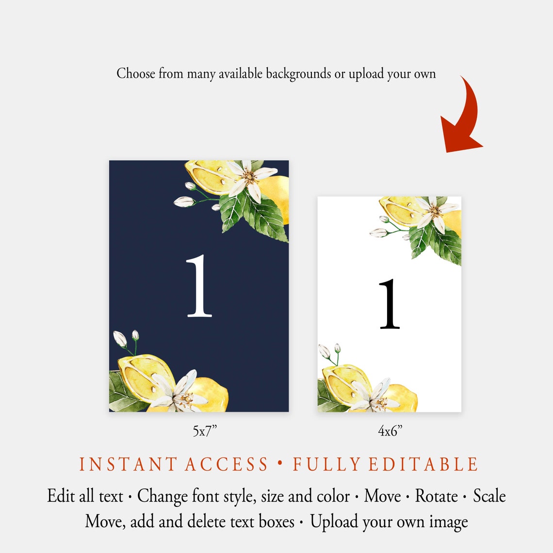 Lemon Table Number Template Instant Download Editable Table - Etsy