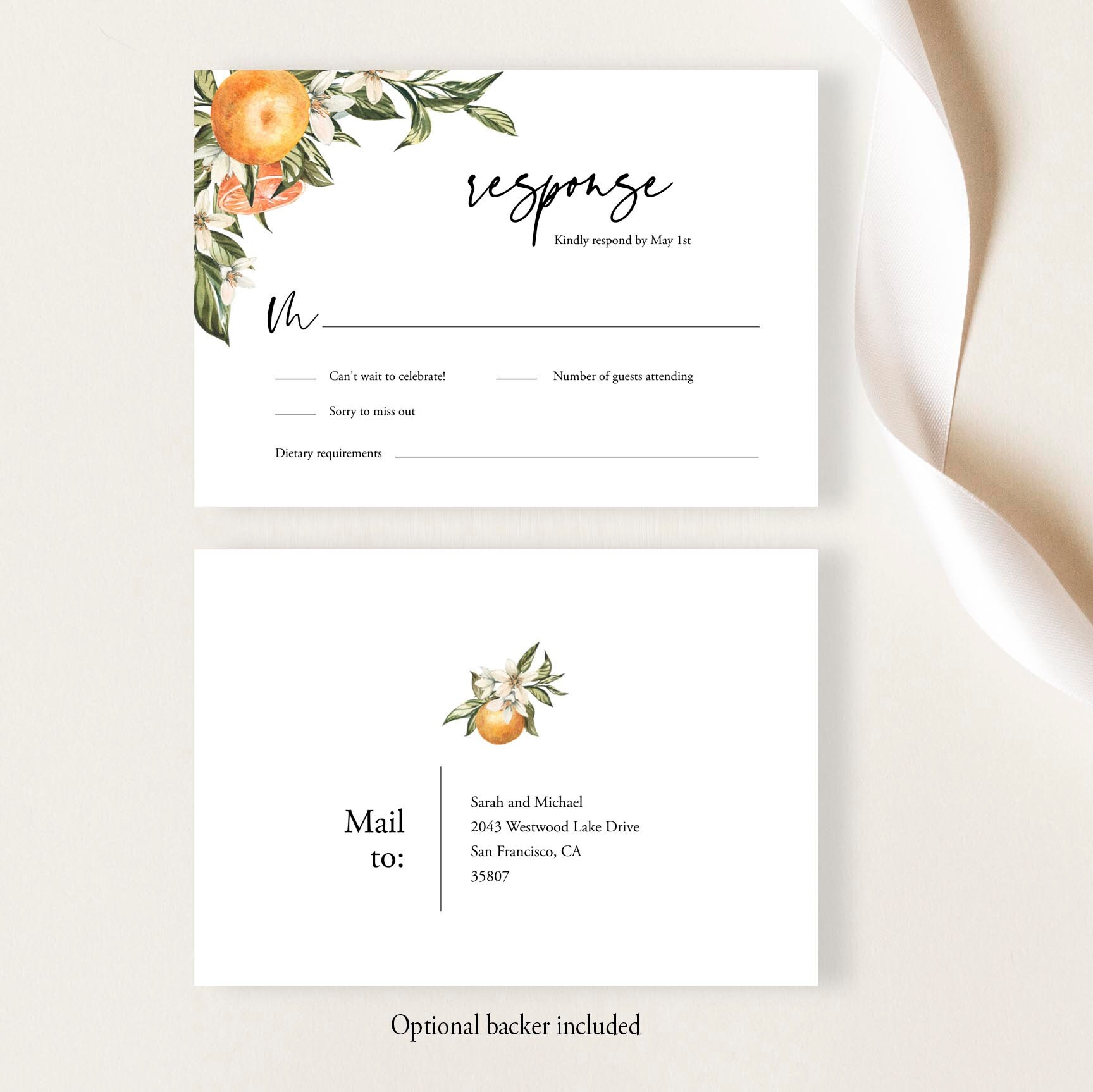 Orange Wedding Invitation Set Printable Citrus Invitation | Etsy