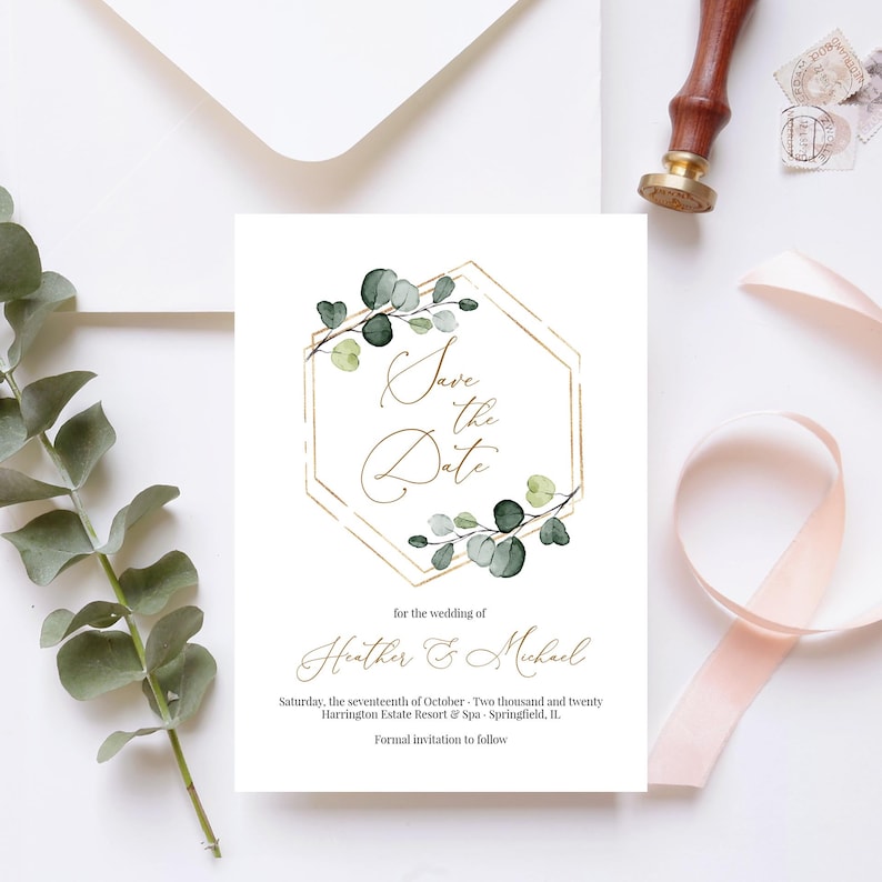 Greenery and Gold Wedding Bundle, Editable Wedding Bundle Templates ...