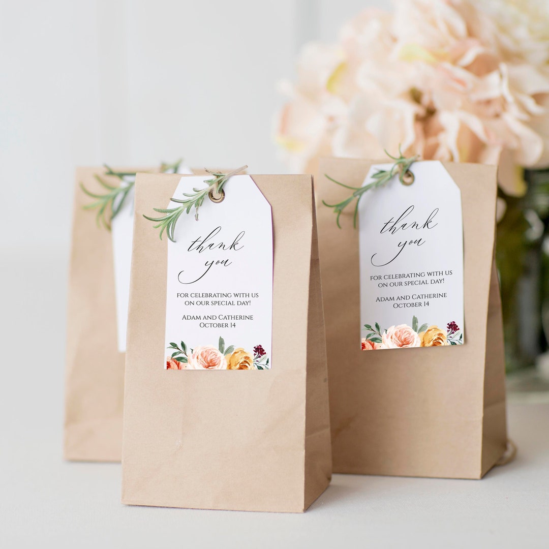 Fall Thank You Tag Template, 100% Editable, Wedding Thank You Tag ...