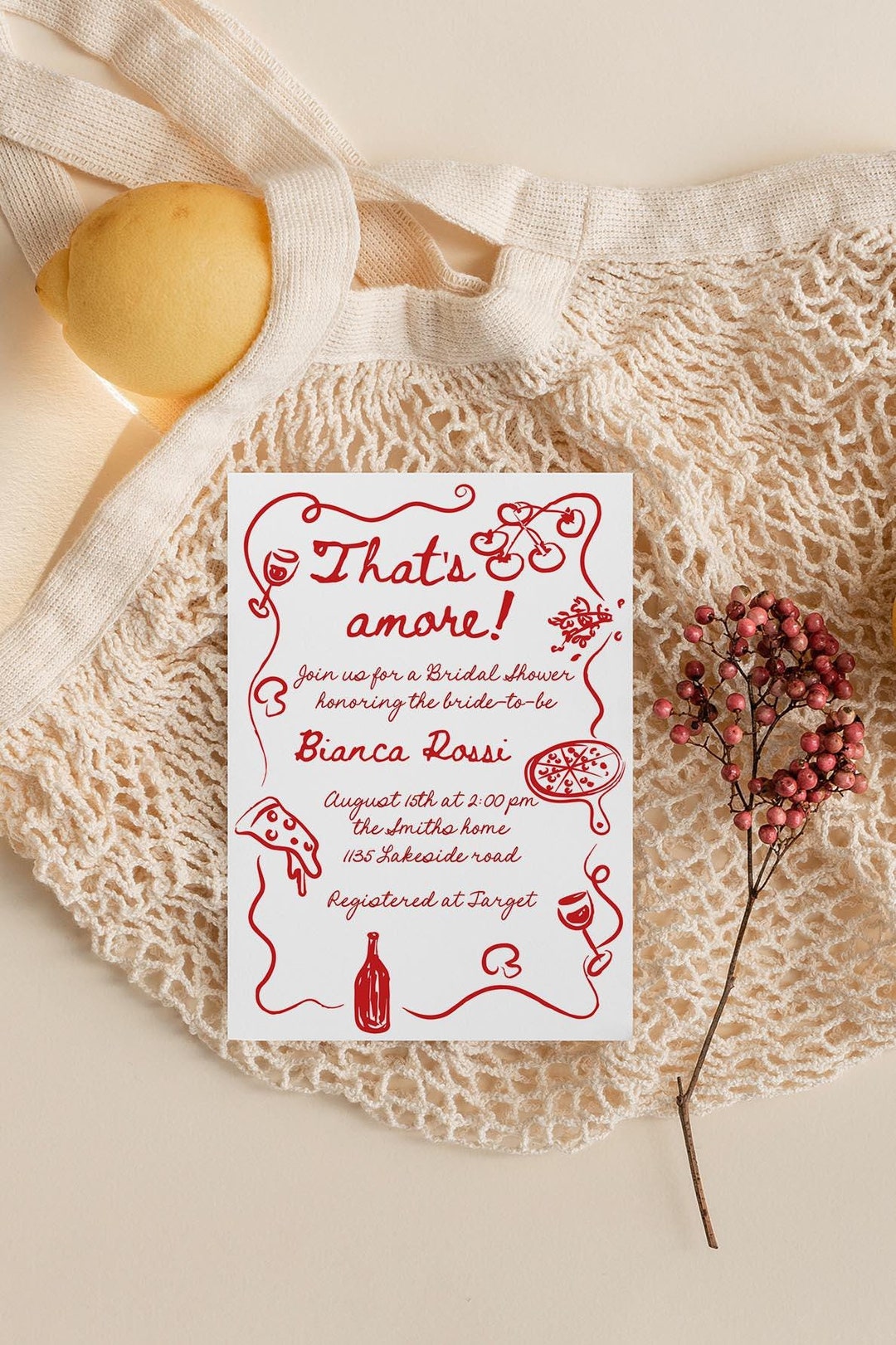 That's Amore Bridal Shower Invitation Italian Couple Shower Invite ...