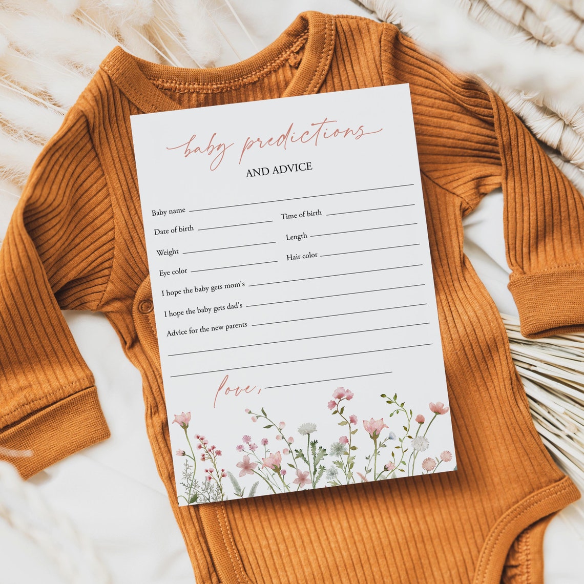 Wildflower Baby Predictions and Advice Card Boho Predictions for Baby ...