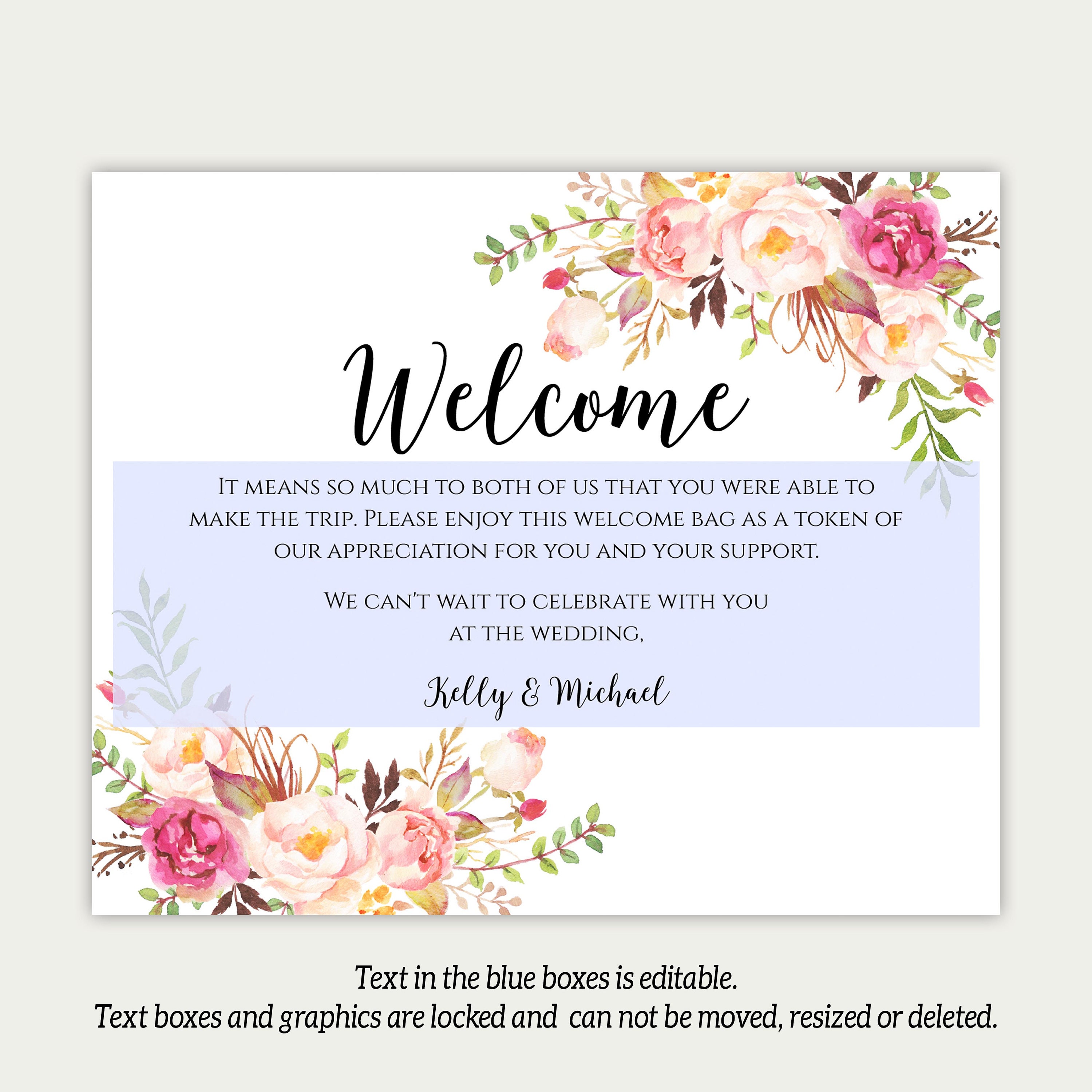 Welcome Bag Sticker Welcome Bag Label Gable Box Labels - Etsy