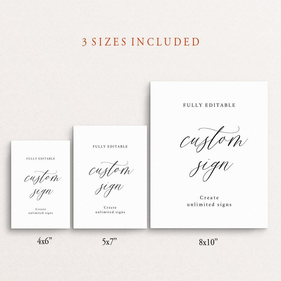 Custom Sign Template Modern Wedding Sign Classic Printable - Etsy